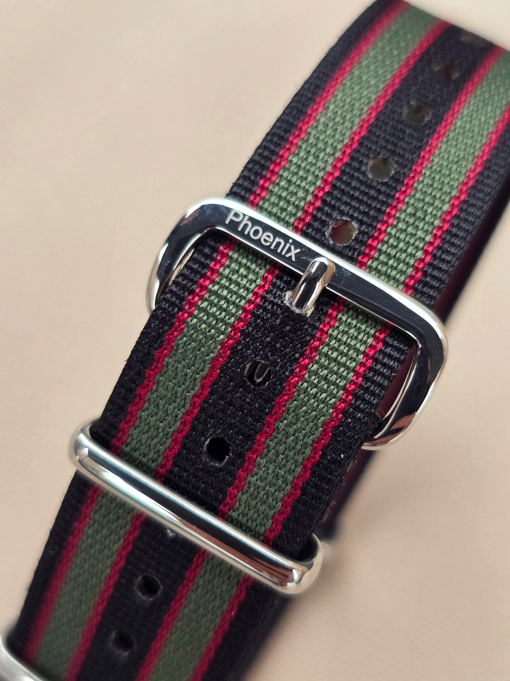 Phoenix Straps: Heritage Edition - Black/Green/Red "Bond" MOD Nylon St